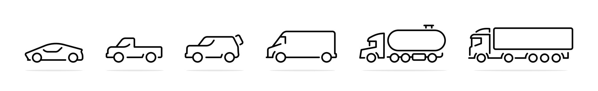 Car icons set. Outline car icons, different types of transportation ... Car icons set. Outline car icons, different types of transportation ...