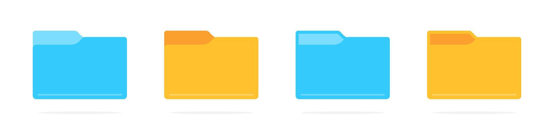 File folder icon set. File folders with data documents. Folder icons ...