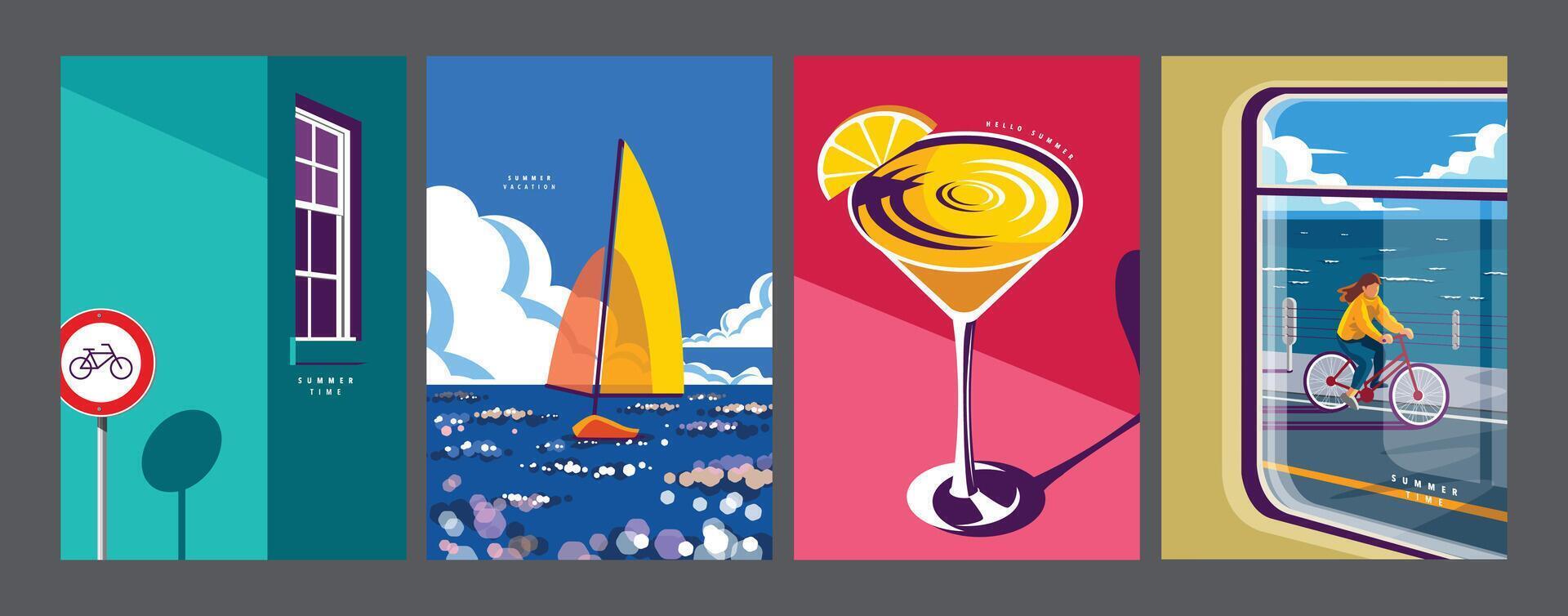 summer layout set, colorful flat design, minimal graphic. 45939611 ...
