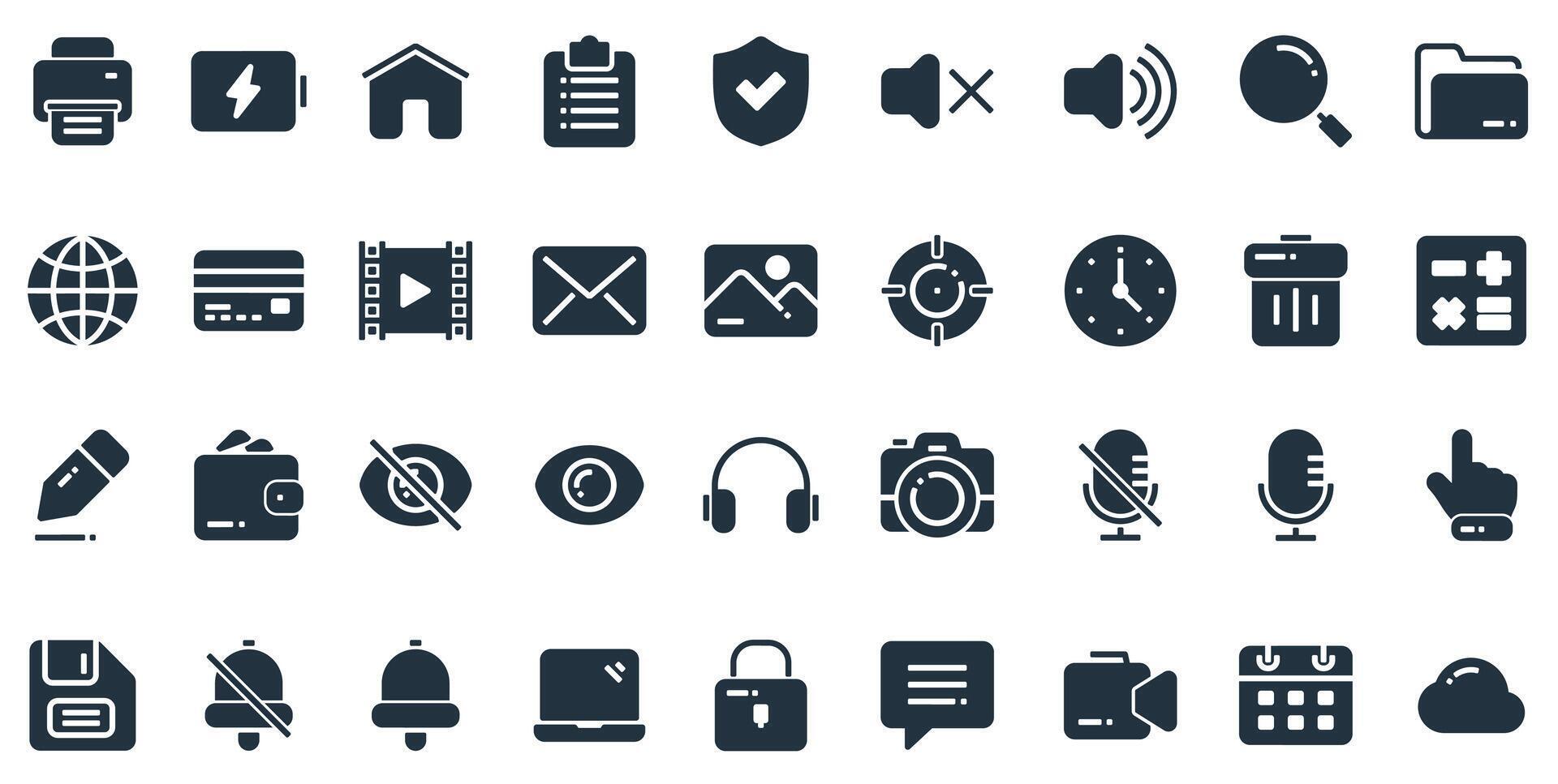 Collection of 36 essential line icons. Mobile and Web UI Icons ...