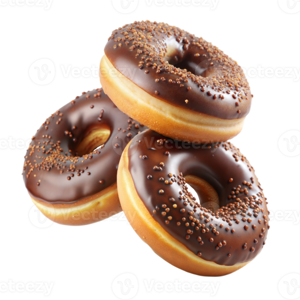 Three Chocolate-Glazed Donuts With Sprinkles on Transparent Background ... Three Chocolate-Glazed Donuts With Sprinkles on Transparent Background ...