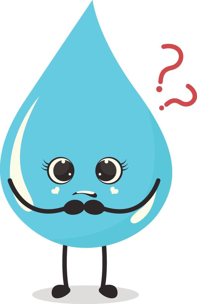 Cute Cartoon Water Drop Character Illustration Isolated On White