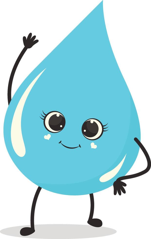 Cute Cartoon Water Drop Character Illustration Isolated On White