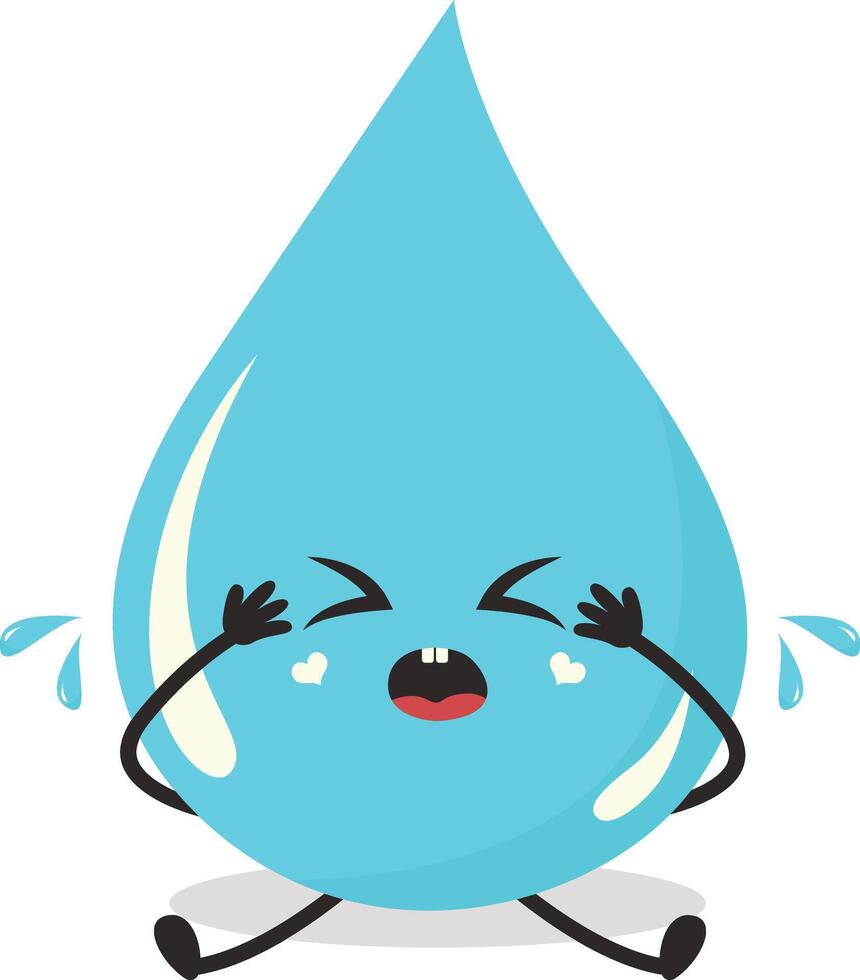 Cute Cartoon Water Drop Character Illustration Isolated On White