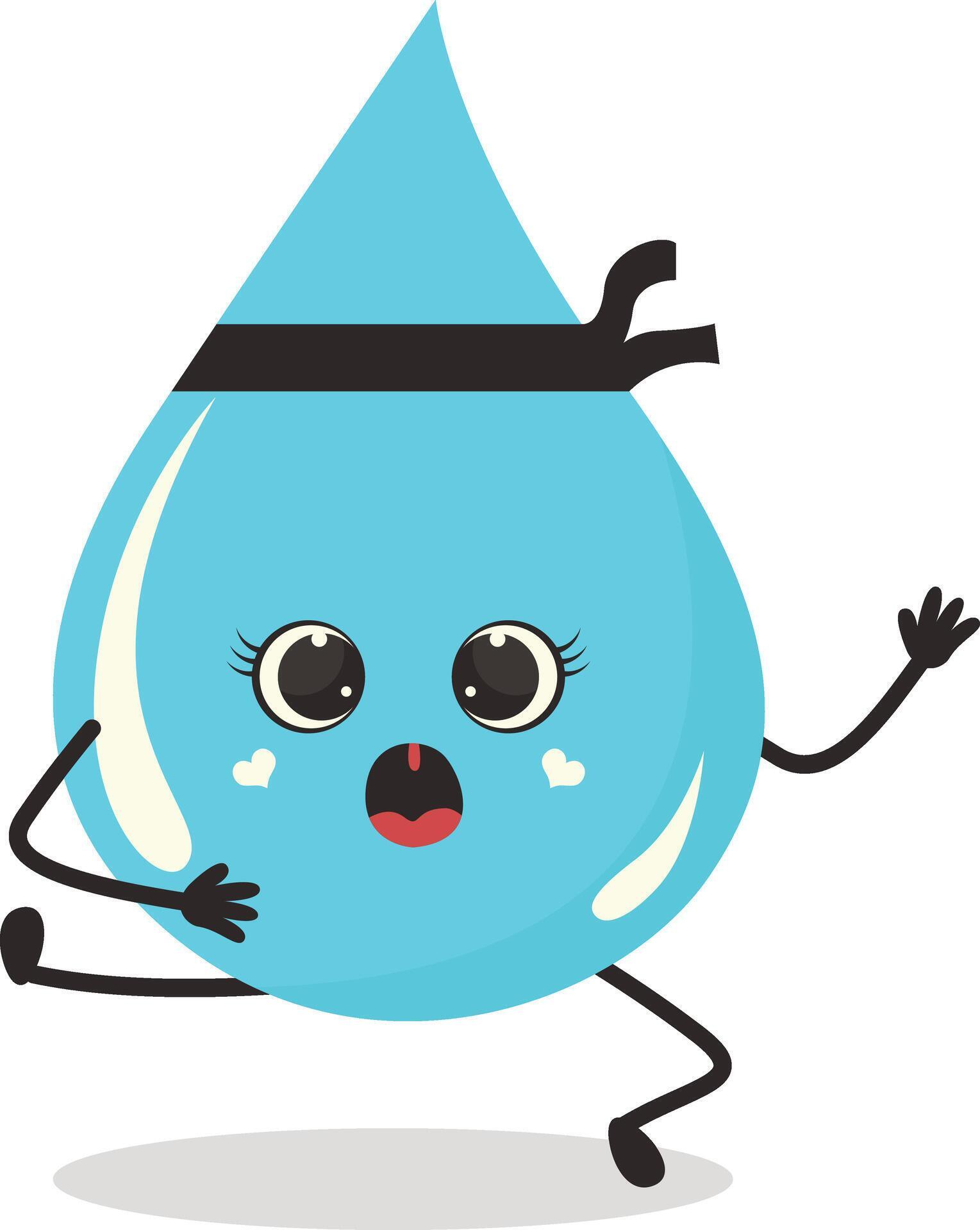 Cute Cartoon Water Drop Character Illustration Isolated On White