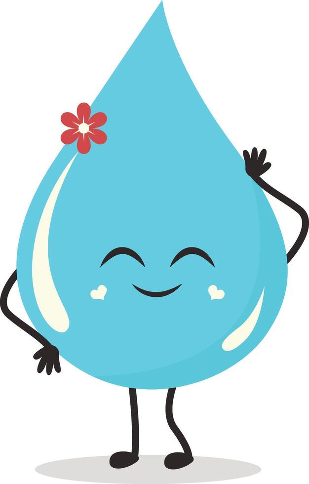 Cute Cartoon Water Drop Character Illustration Isolated On White