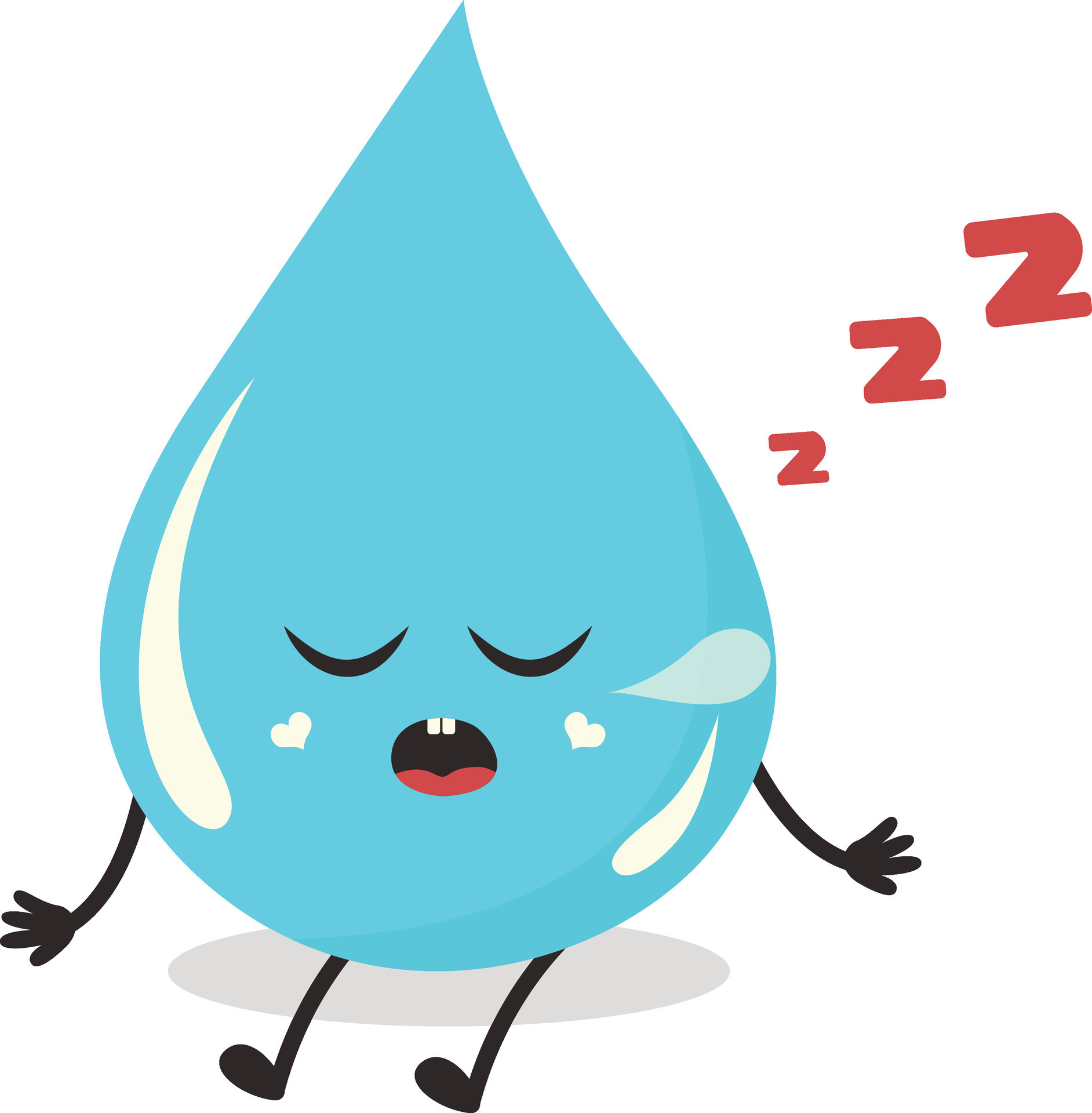 Cute Cartoon Water Drop Character Illustration Isolated On White