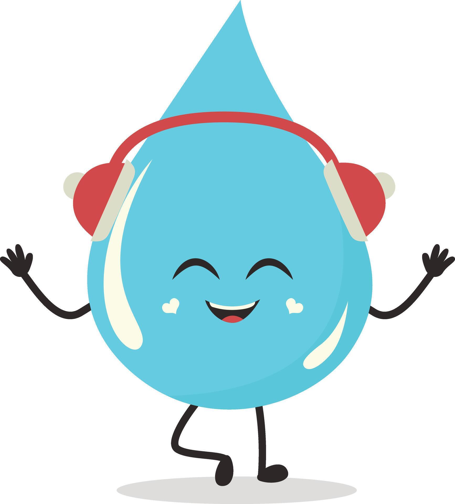 Cute Cartoon Water Drop Character Illustration Isolated On White