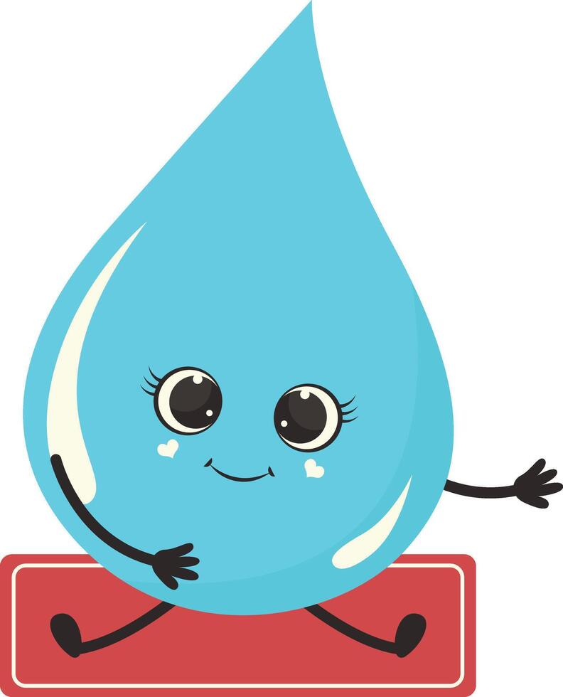 Cute Cartoon Water Drop Character Illustration Isolated On White
