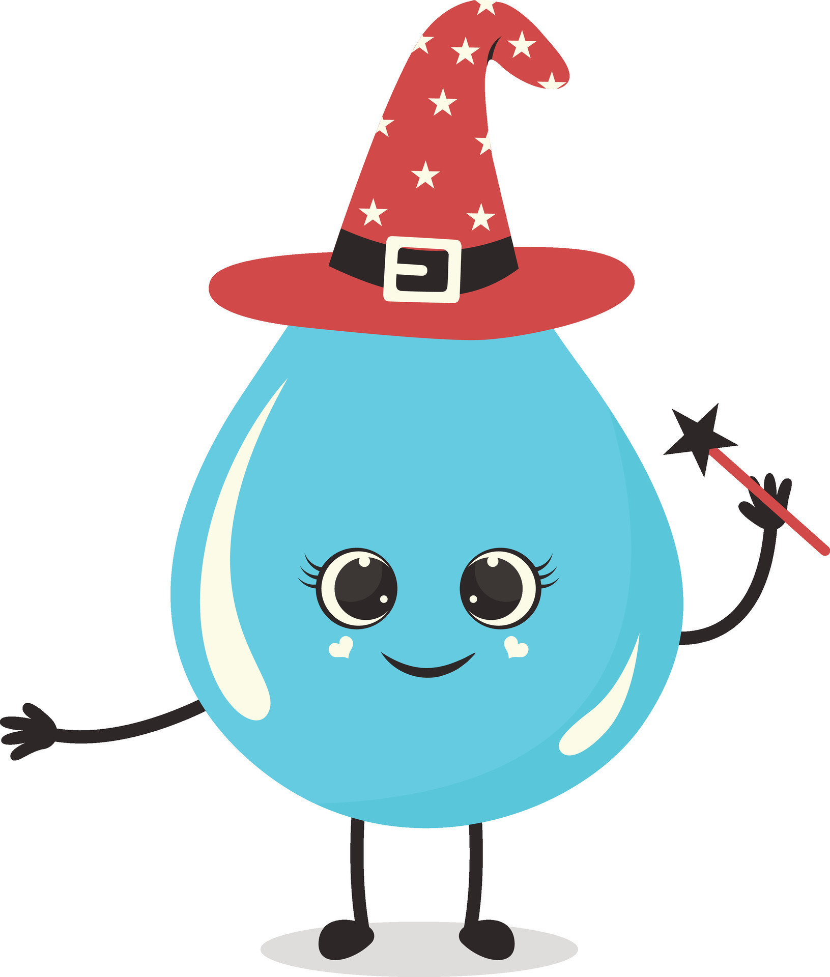 Cute Cartoon Water Drop Character Illustration Isolated On White