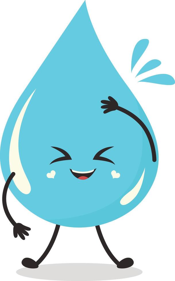 Cute Cartoon Water Drop Character Illustration Isolated On White