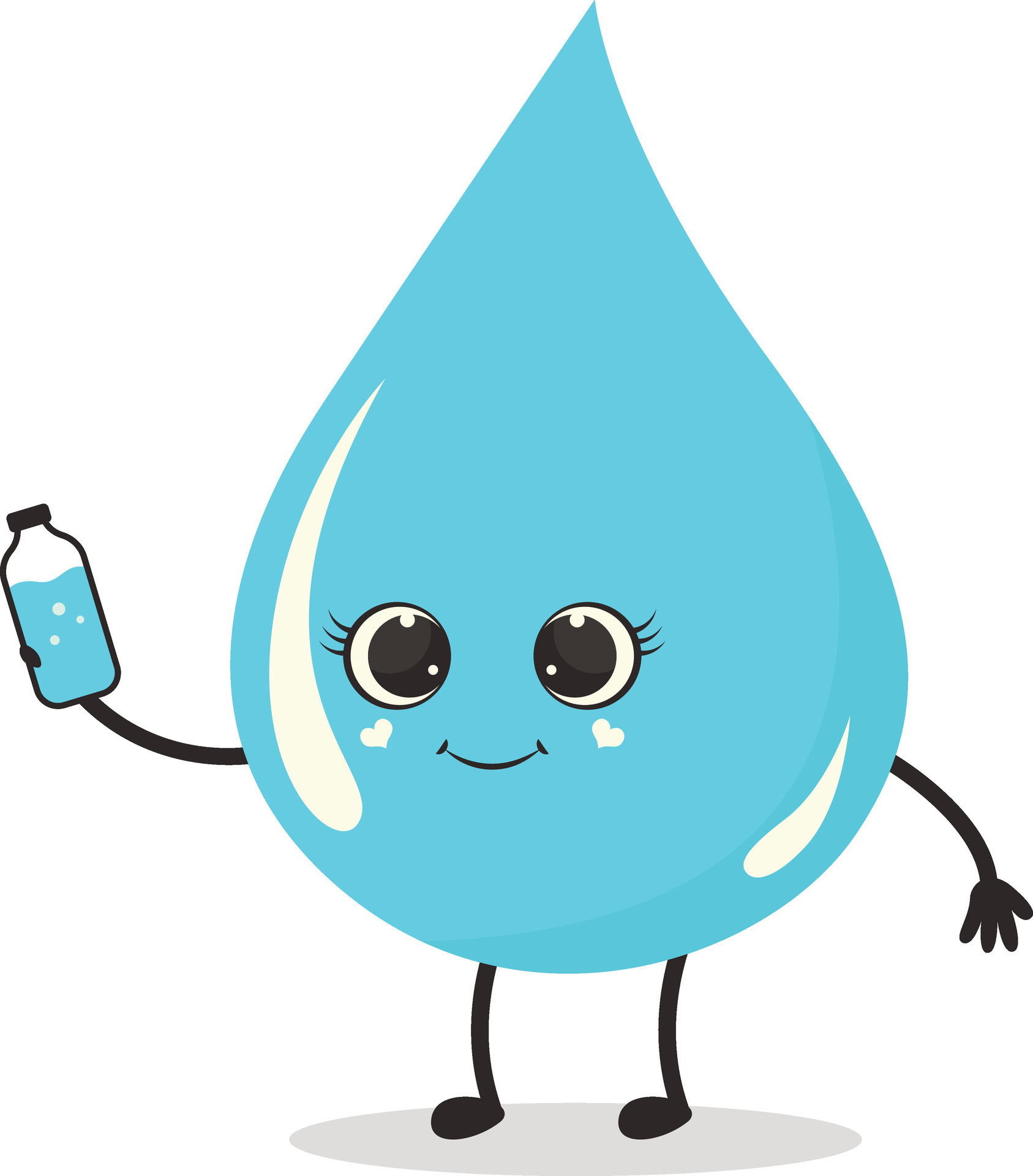 Cute Cartoon Water Drop Character Illustration Isolated On White