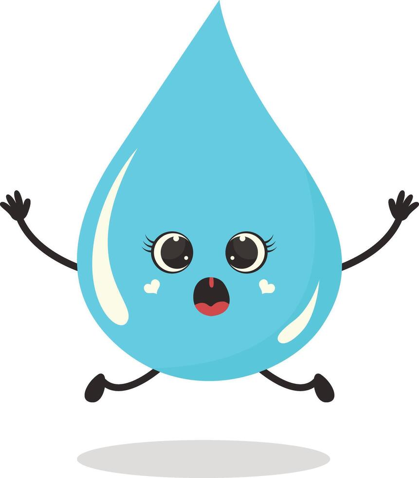 Cute Cartoon Water Drop Character Illustration Isolated On White