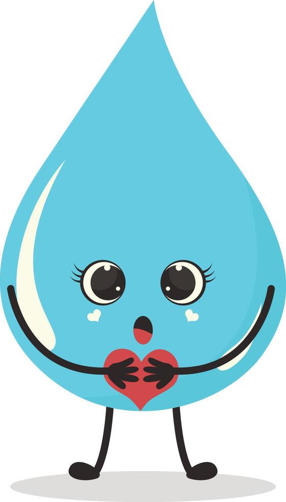 Cute Cartoon Water Drop Character Illustration Isolated On White