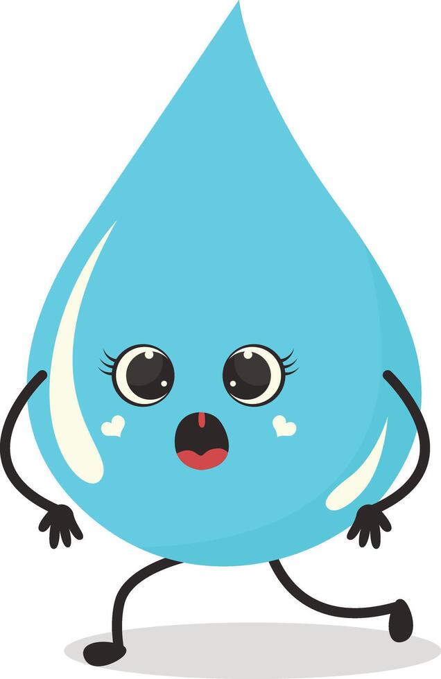 Cute Cartoon Water Drop Character Illustration Isolated On White