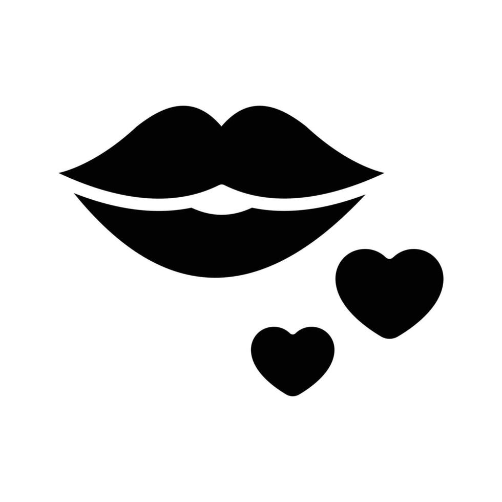 Beautiful Glossy Lips With Love Showing Kiss Icon Premium Design