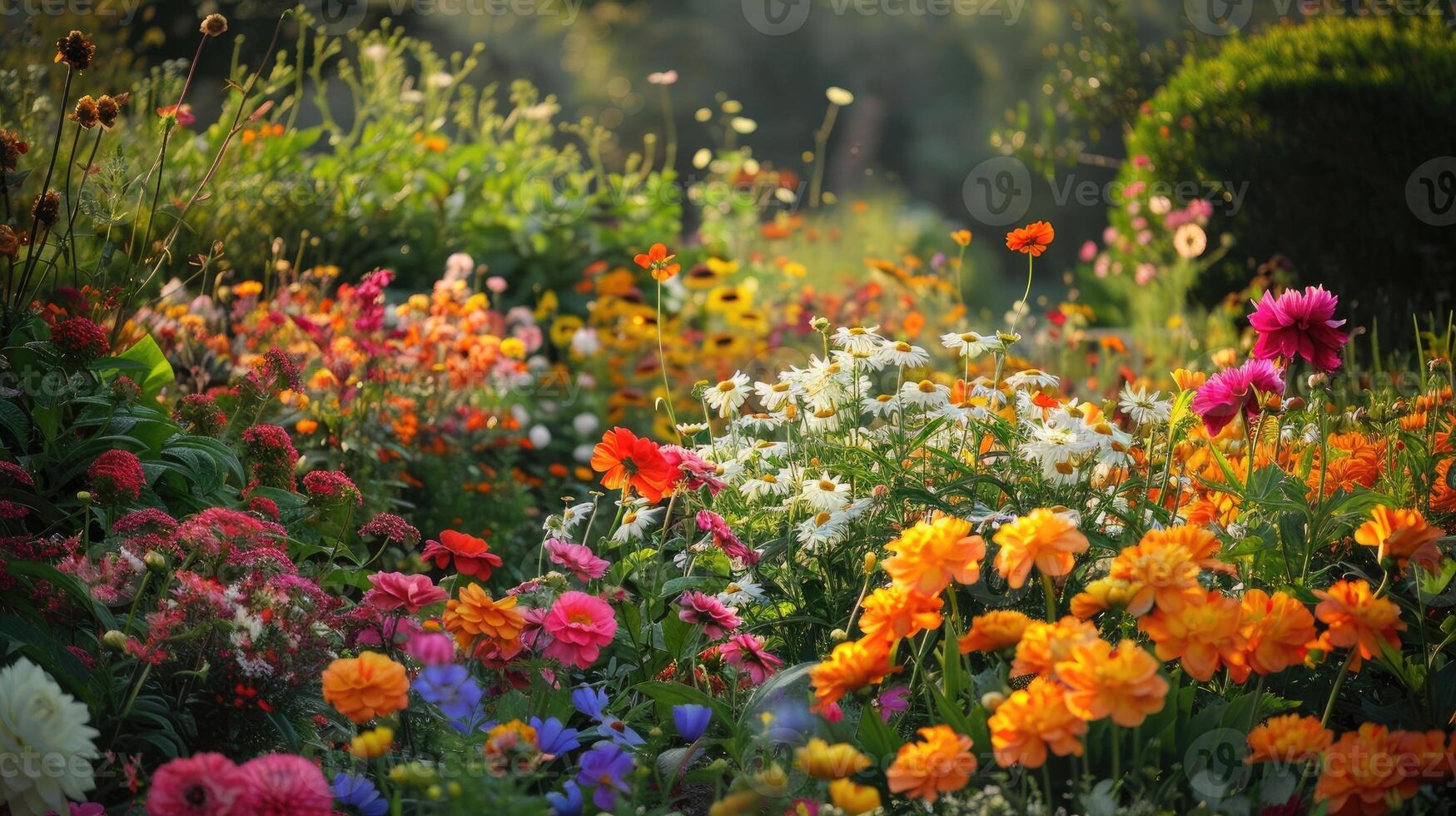 A beautiful garden full of flowers of many colors. 45950776 Stock Photo ...