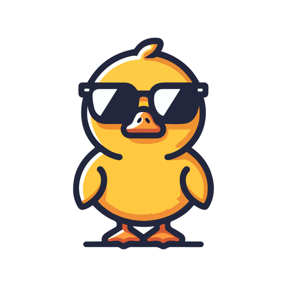 Cute Duck Wearing Sunglasses Cartoon Icon Character 45954637 Png