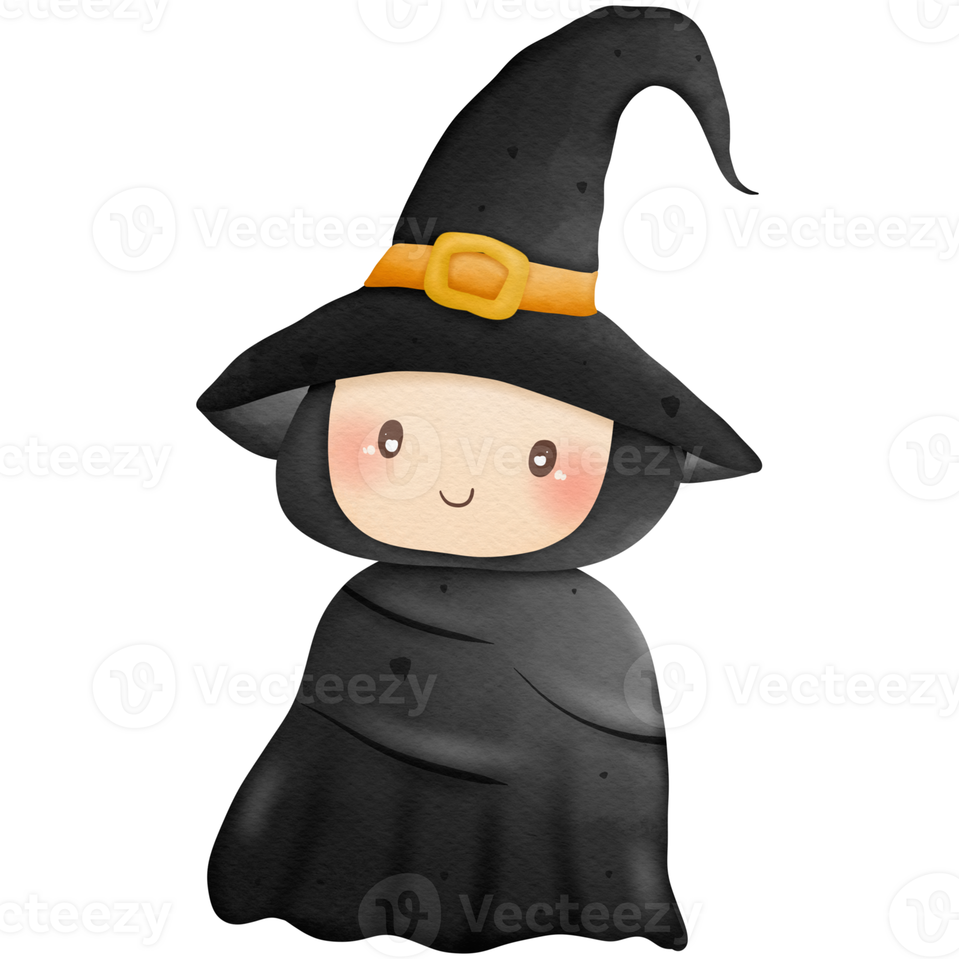 Halloween day watercolor clip art so cute,mummy,witch,ghost 45954684 PNG