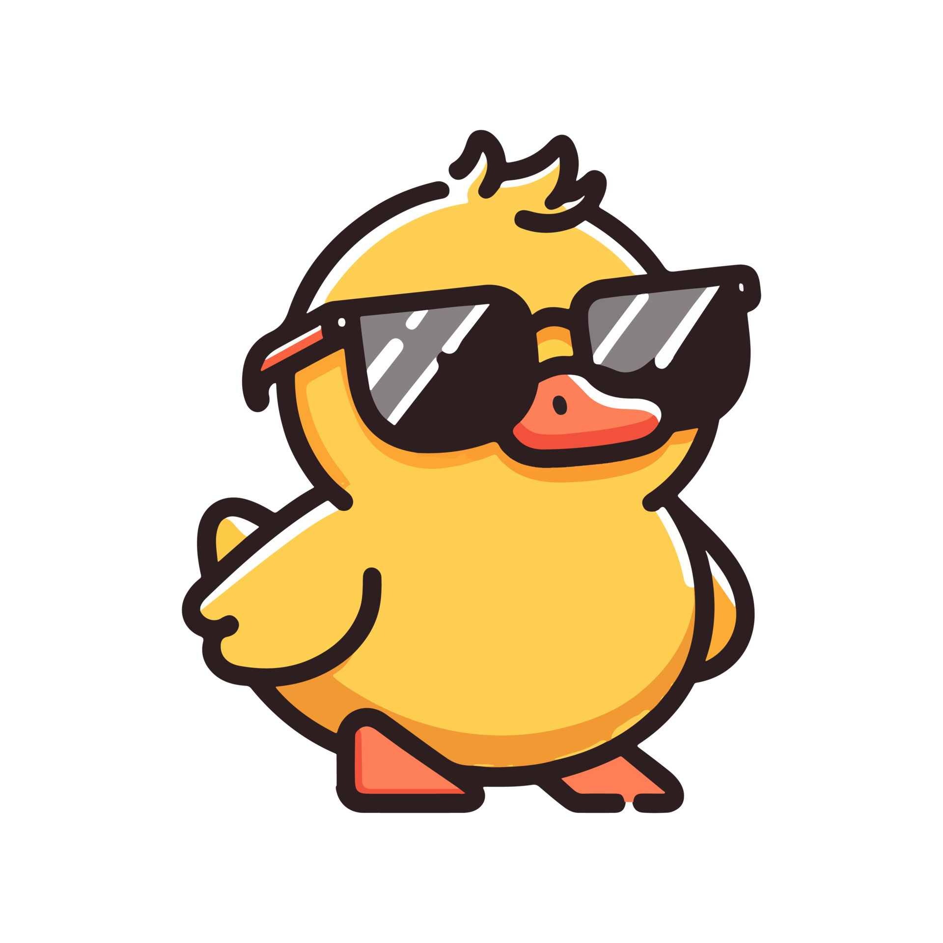 Cute Duck Wearing Sunglasses Cartoon Icon Character 45954812 Png