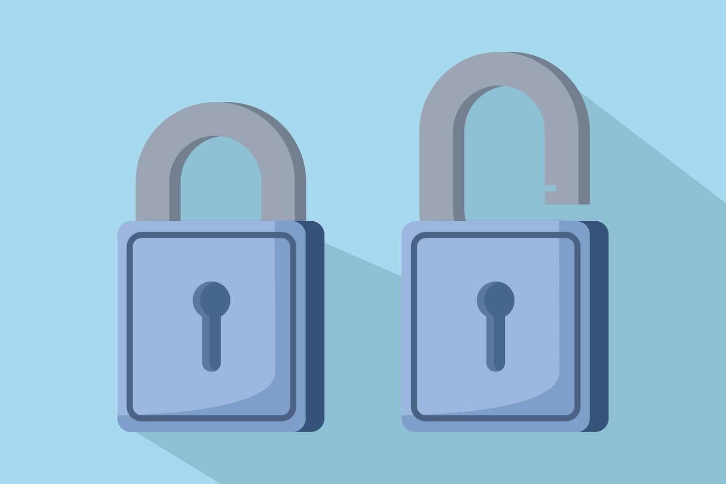 Unlock and close lock icon. Security, encryption, protection, privacy ...