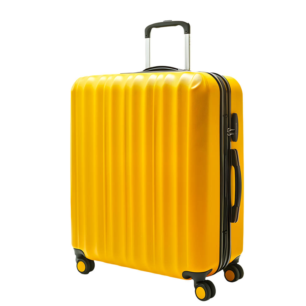 Yellow Travel Suitcase with Wheels and Handle Isolated on Transparent Background 45962626 PNG