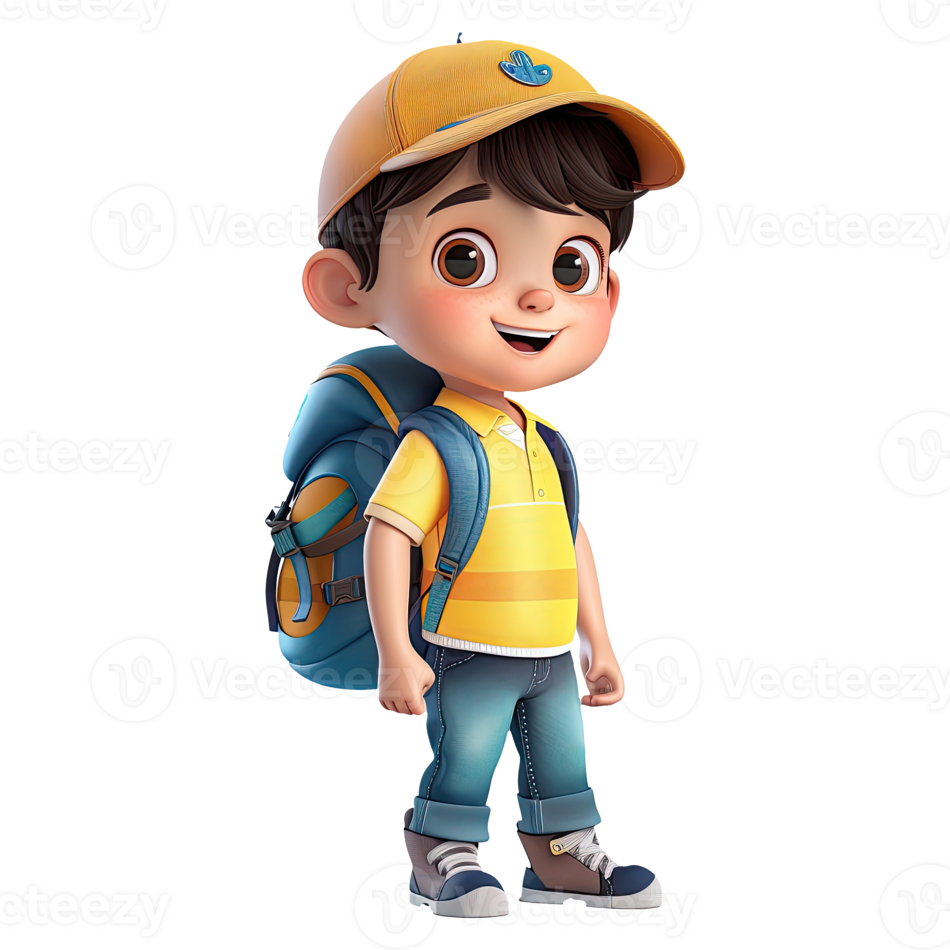 Cute cartoon boy student isolated on transparent background. 45963206 PNG
