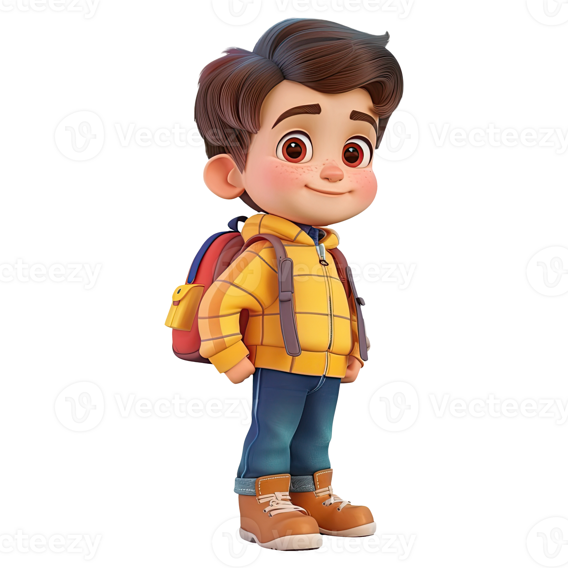 Cute cartoon boy student isolated on transparent background. 45963209 PNG