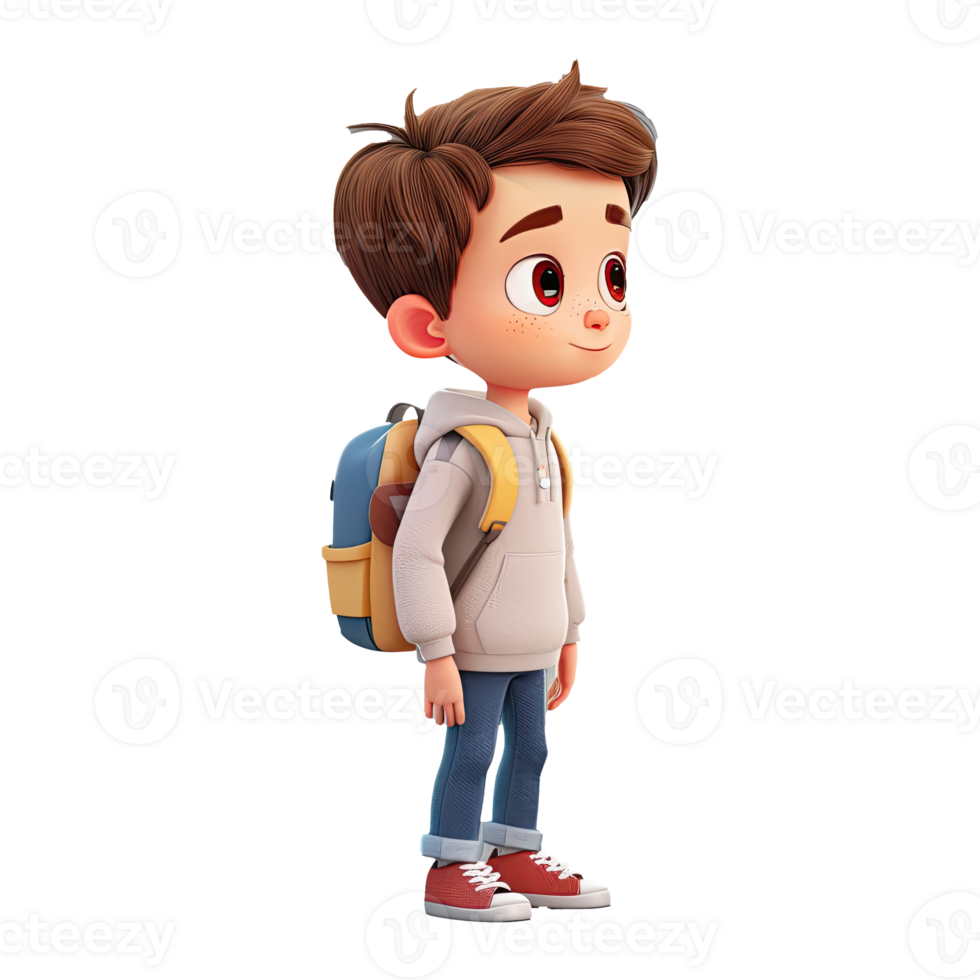 Cute cartoon boy student isolated on transparent background. 45963227 PNG