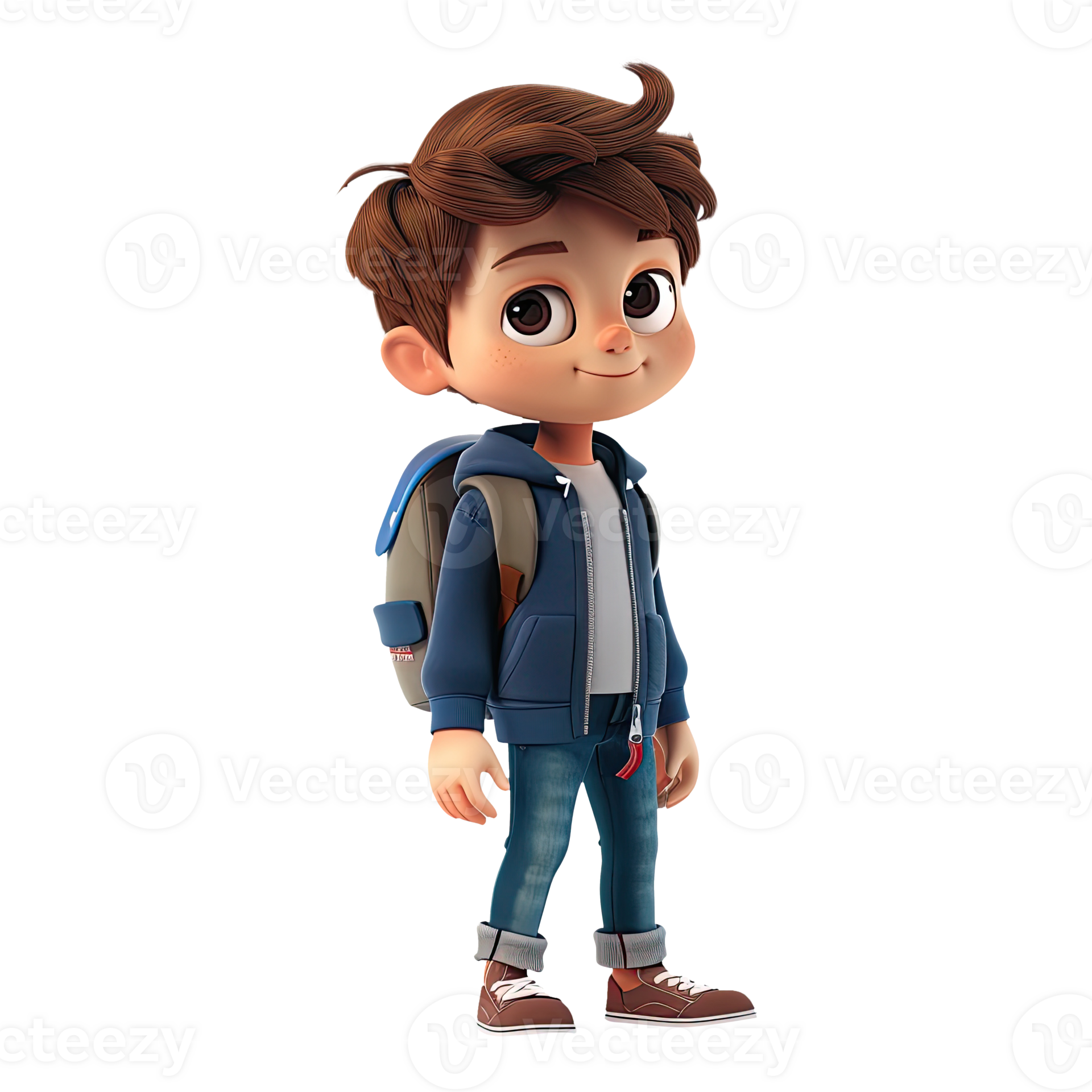Cute cartoon boy student isolated on transparent background. 45963257 PNG