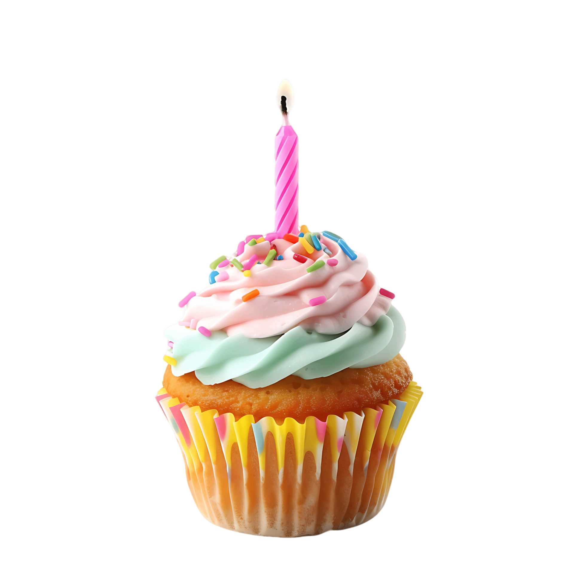 Clear Background Isolated Birthday Cupcake with Candle 45969727 PNG