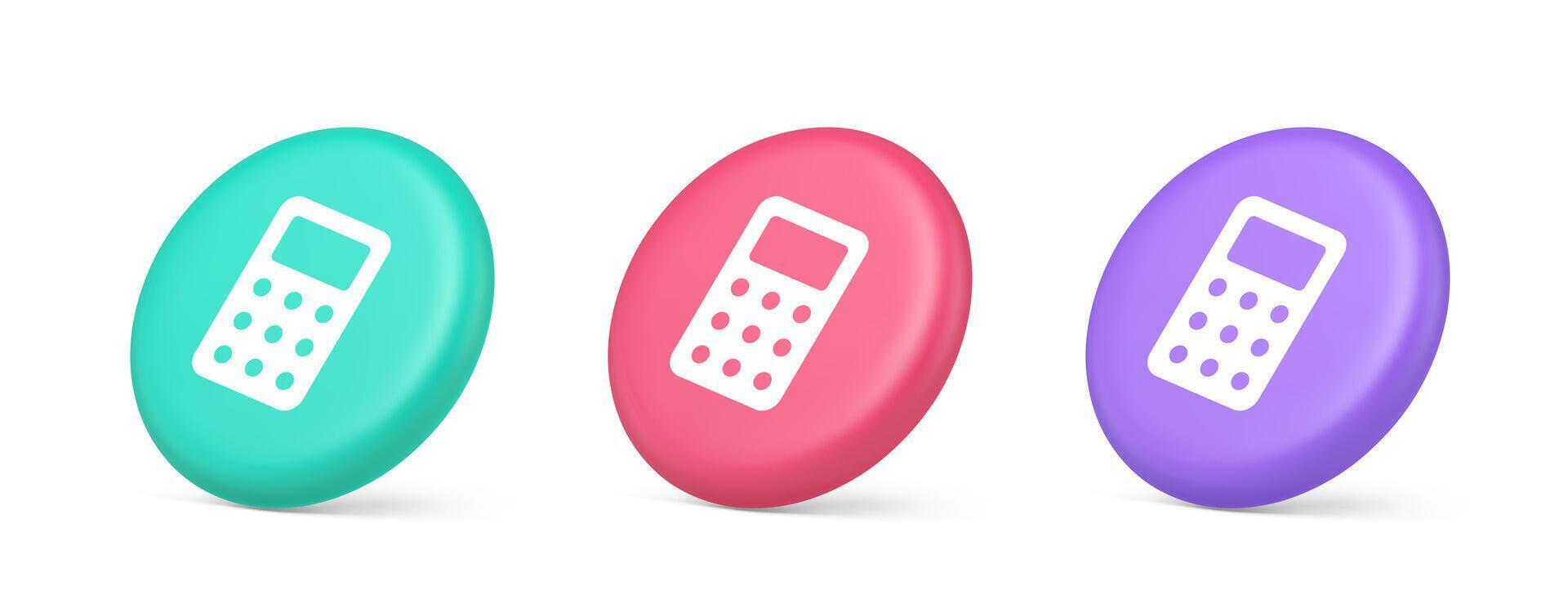 Calculator button mathematical number counting web application design 3d realistic isometric ...