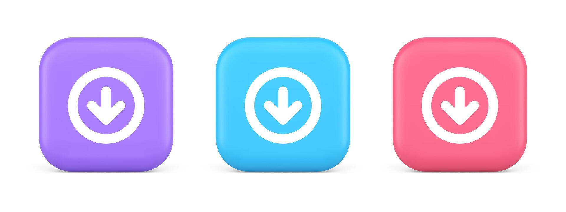 Down arrow circle frame button web interface pointer navigation app 3d realistic icon 45976363 ...