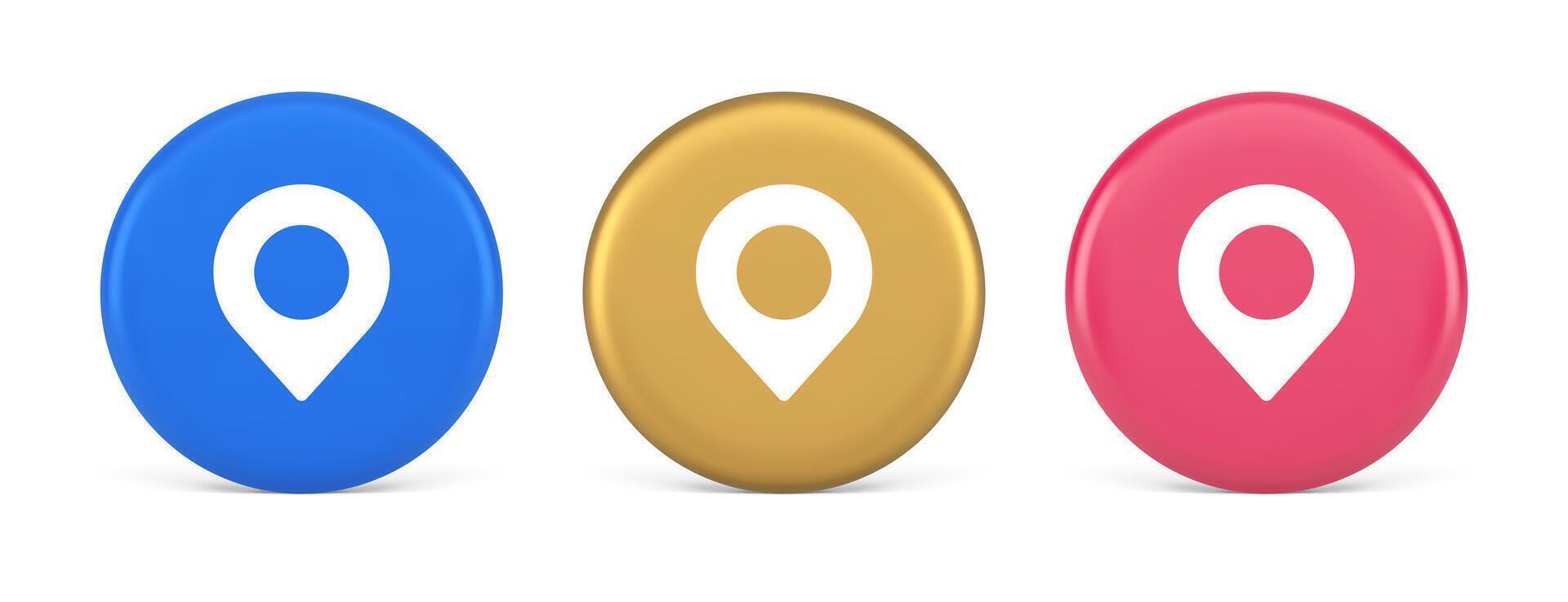 GPS map pin location service button application direction distance pointer 3d realistic circle ...