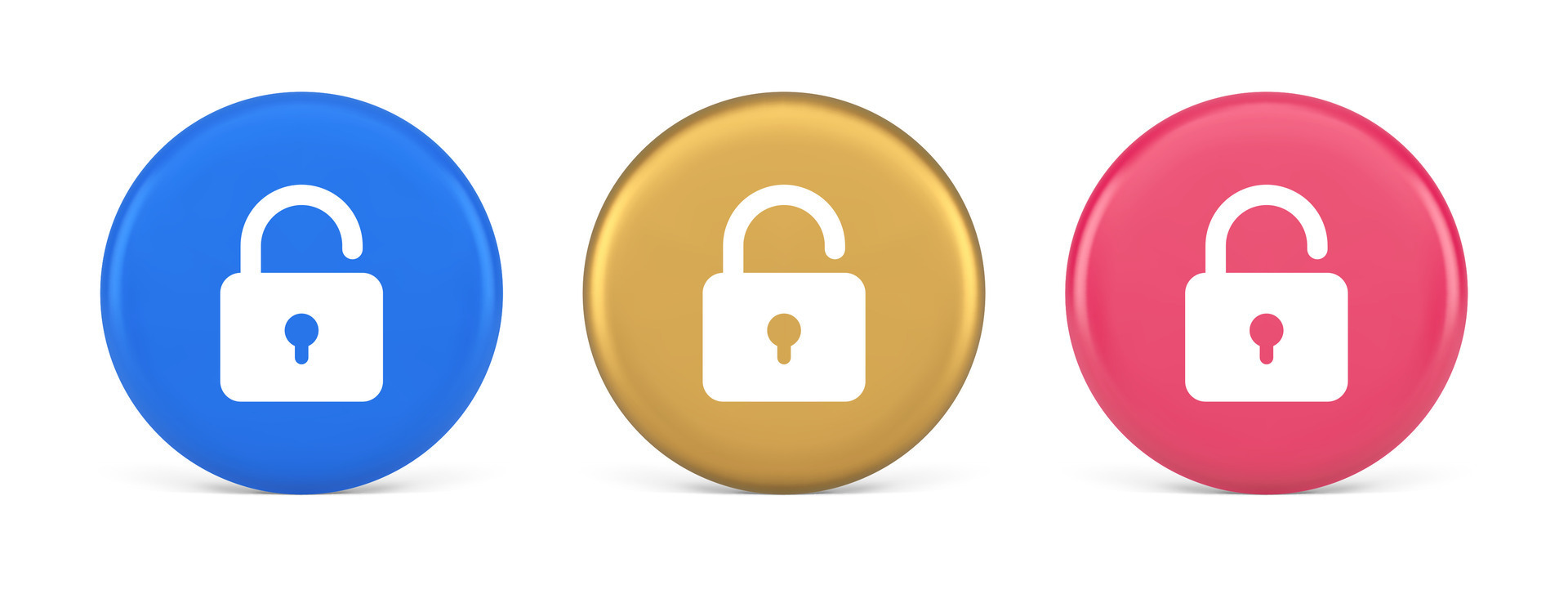 Open Lock Button Cyberspace Password Security Protection Service 3d