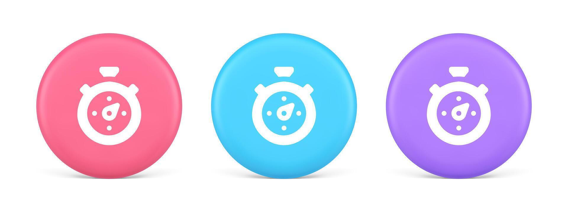 Stopwatch Button Timer Speed Time Counting Application Panel Interface 3d Realistic Circle Icon