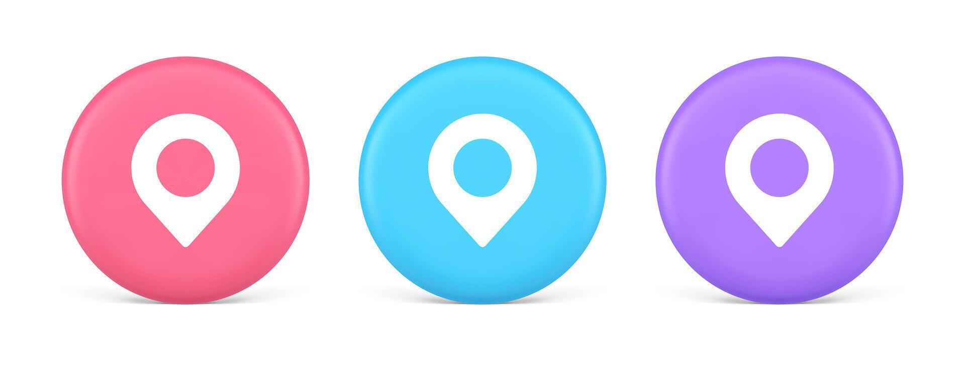 GPS map pin location service button application direction distance pointer 3d realistic circle ...