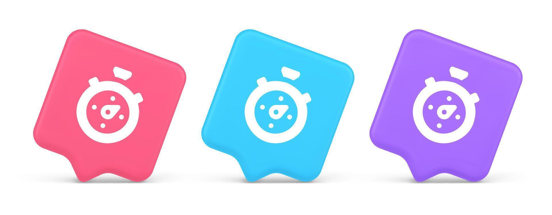 Stopwatch Button Timer Speed Time Counting Application Panel Interface 3d Realistic Speech