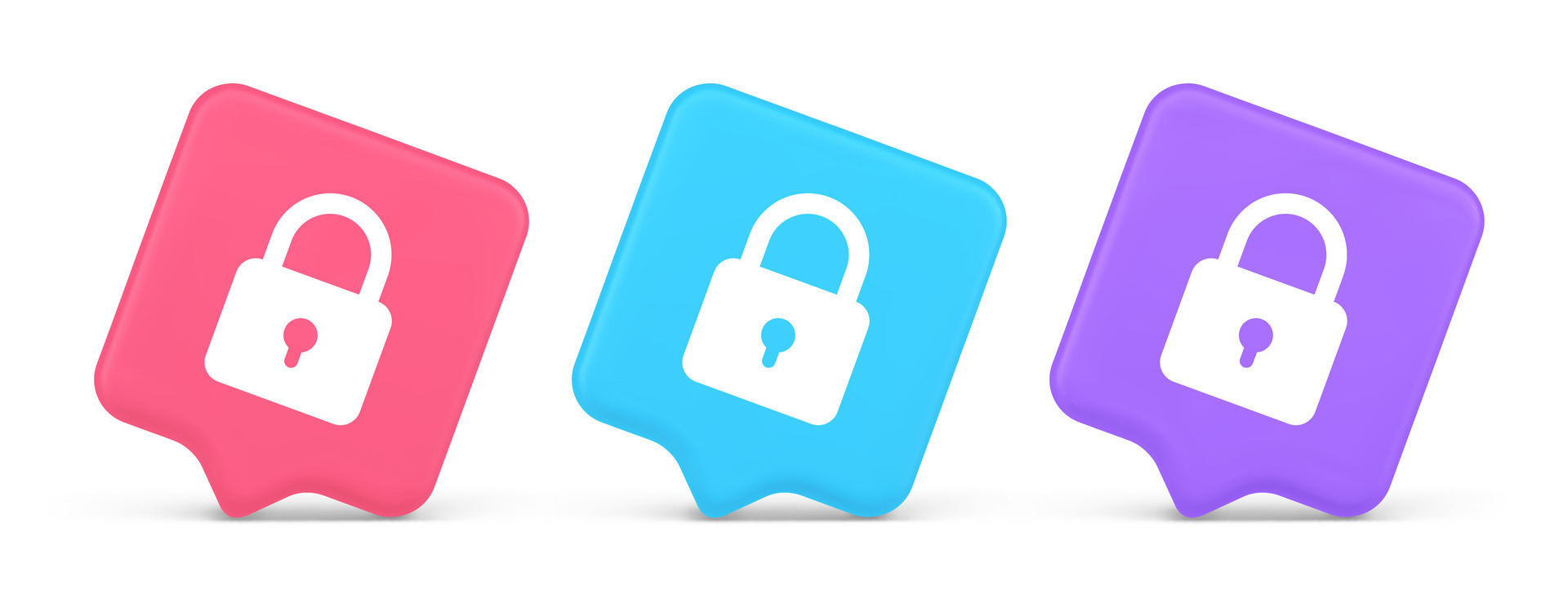 Padlock Locking Web Access Button Password Security Protection Safe Encryption 3d Speech Bubble