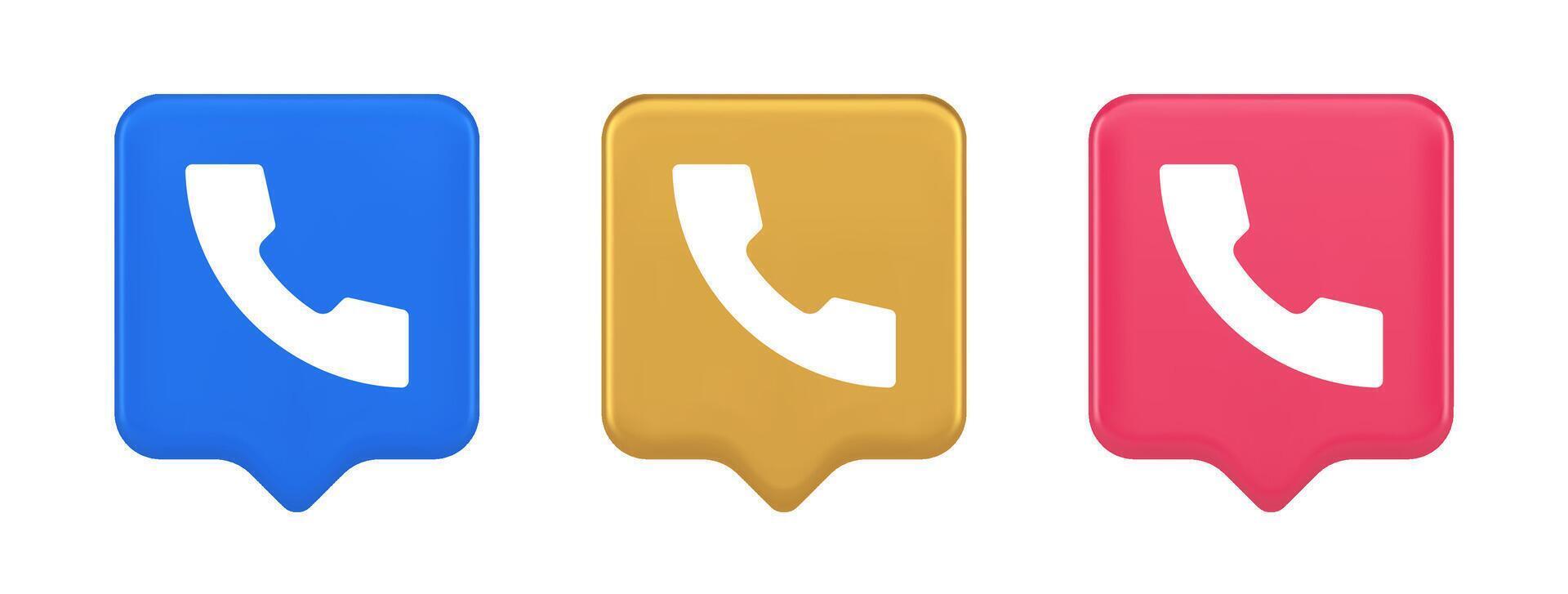 Helpline hotline call center phone handset squared button 3d realistic ... Helpline hotline call center phone handset squared button 3d realistic ...