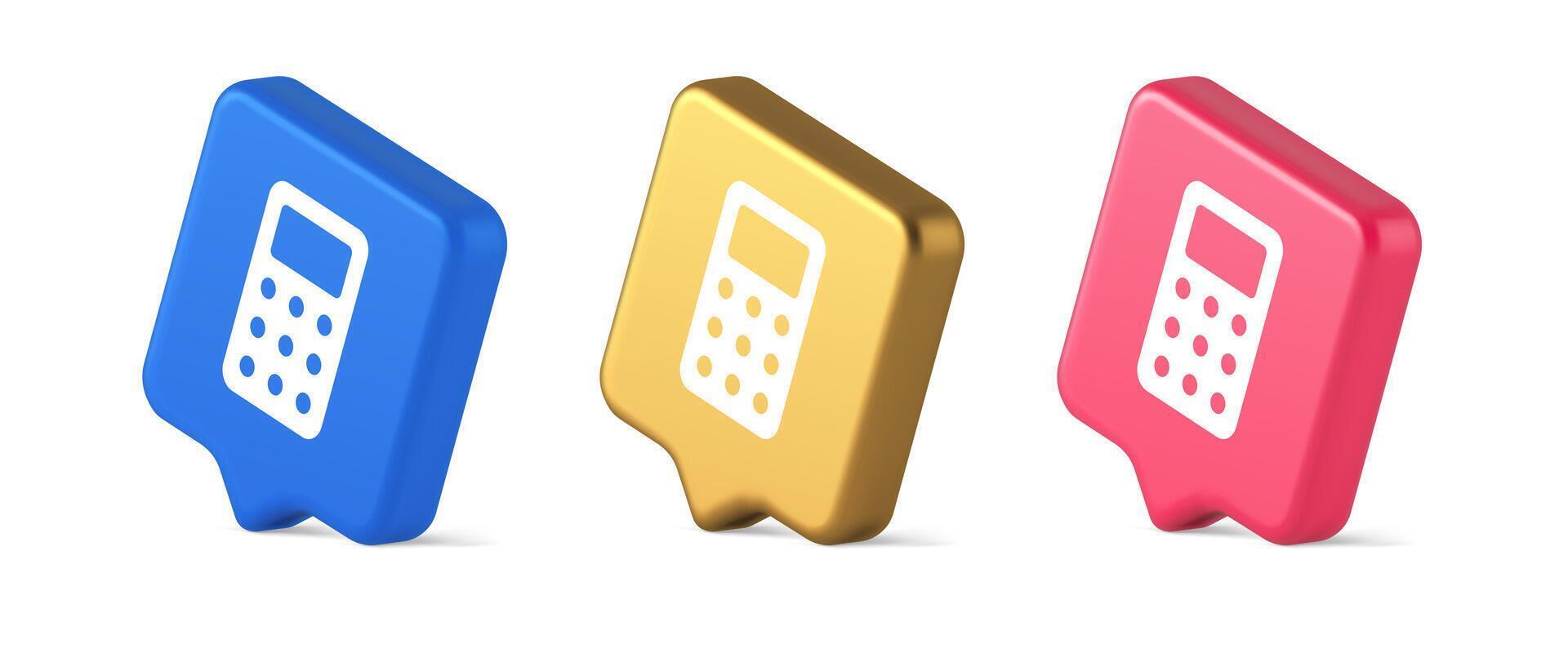 Calculator button mathematical number counting web application design 3d realistic speech bubble ...