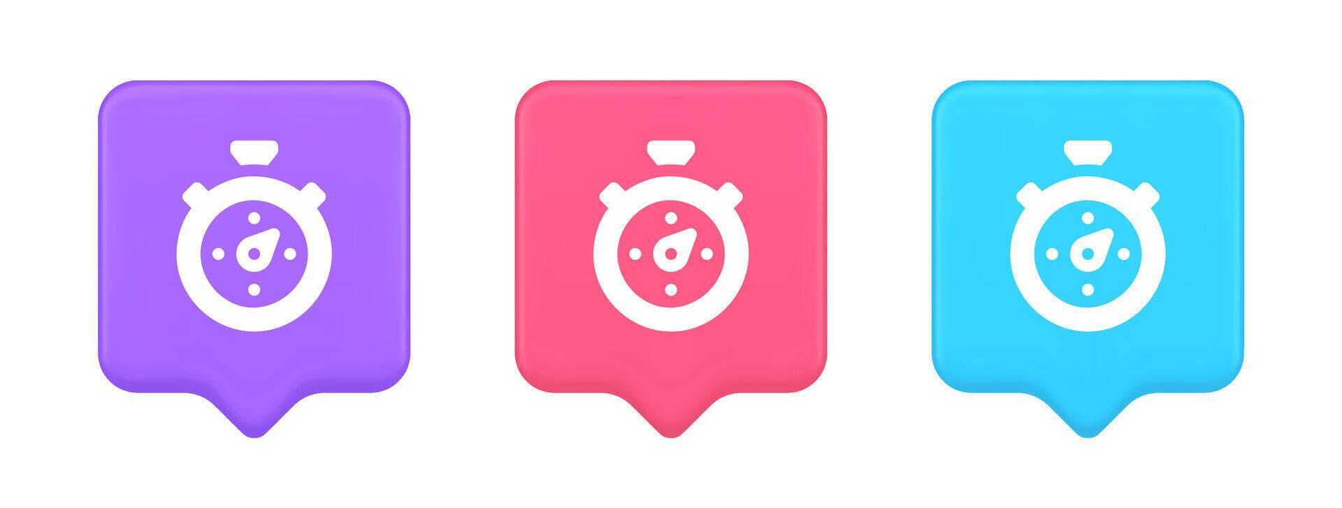 Stopwatch Button Timer Speed Time Counting Application Panel Interface 3d Realistic Speech