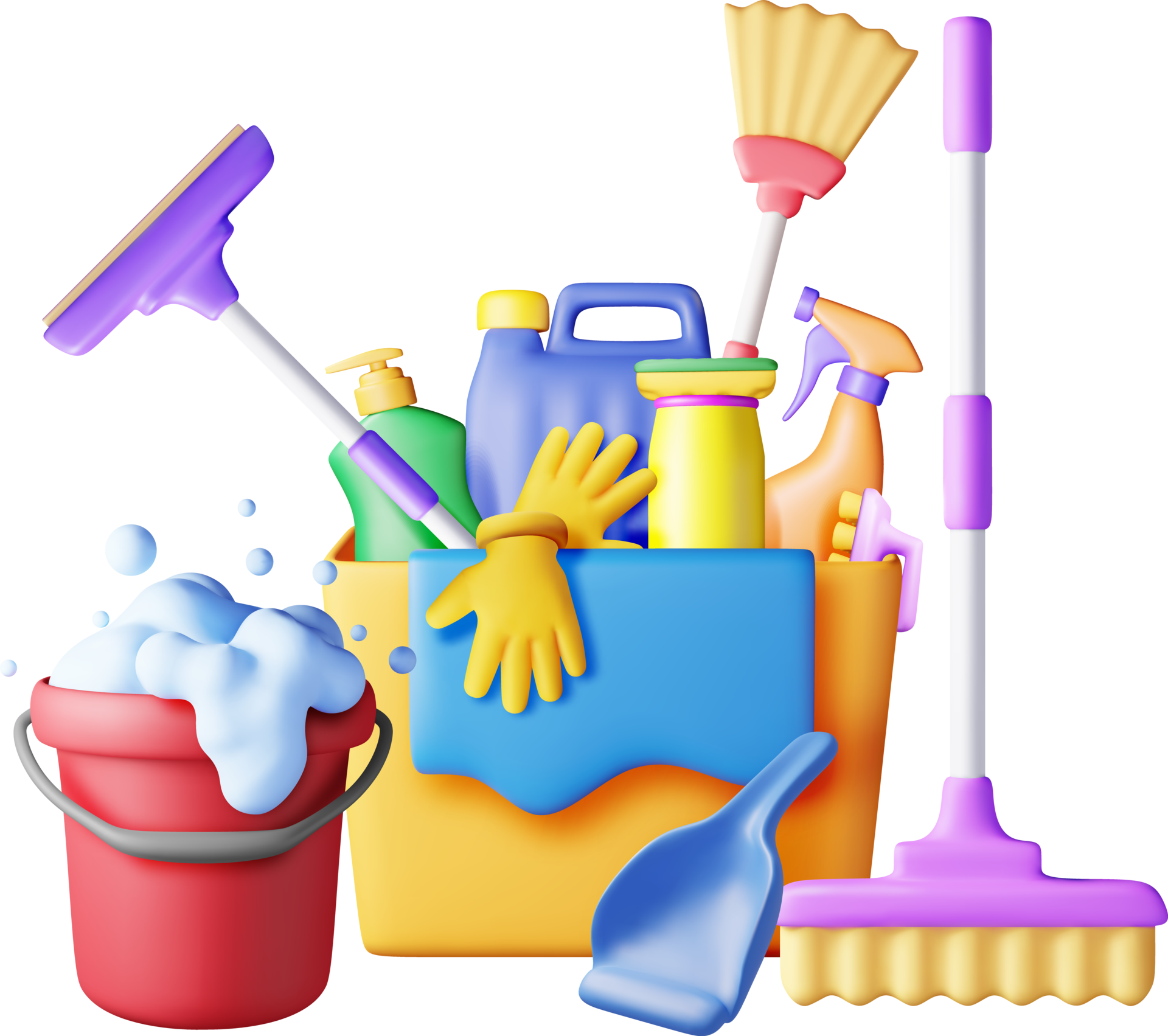3D set of home cleaning tools 45982591 PNG