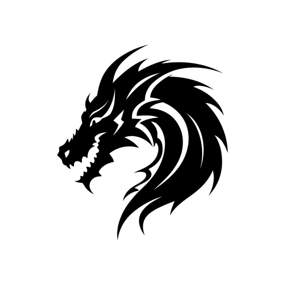 Fierce Dragon Head Silhouette Artwork 45988375 Vector Art at Vecteezy