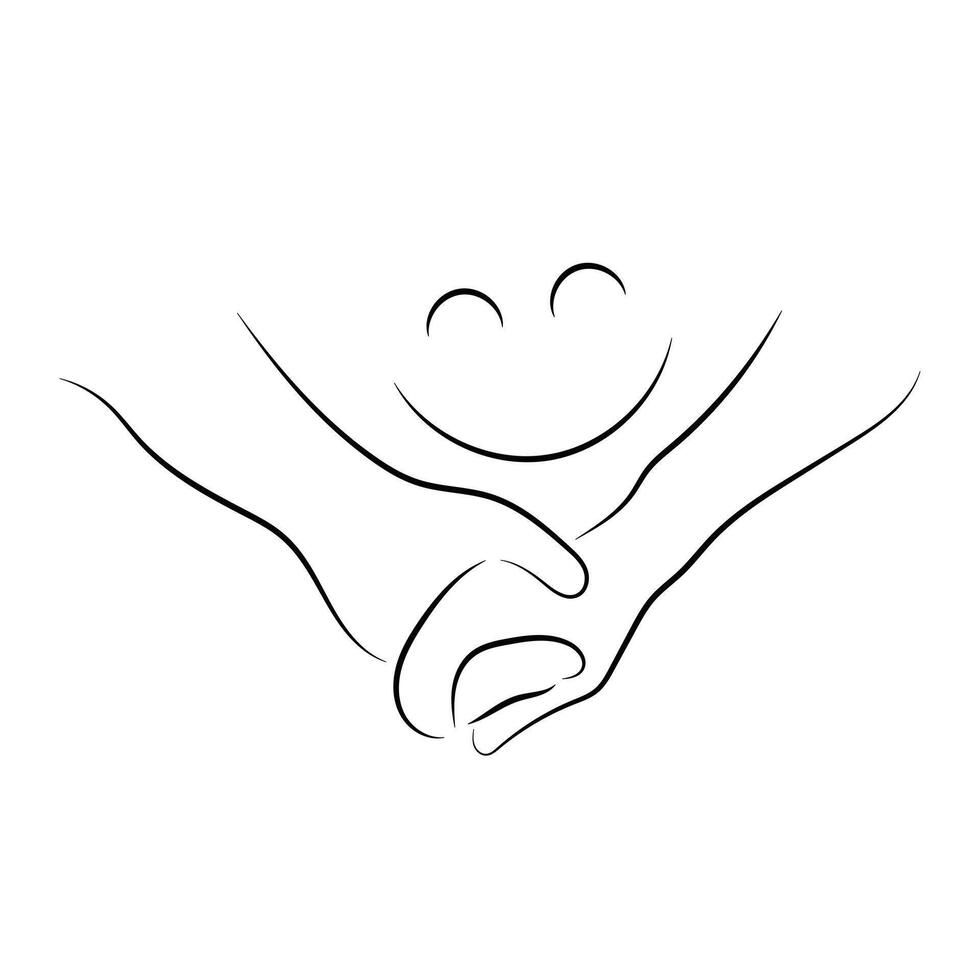 Sketch Minimal Hold Hand Drawing Line Art Couple In Love Drawn Hand Hold Line Love Concept With