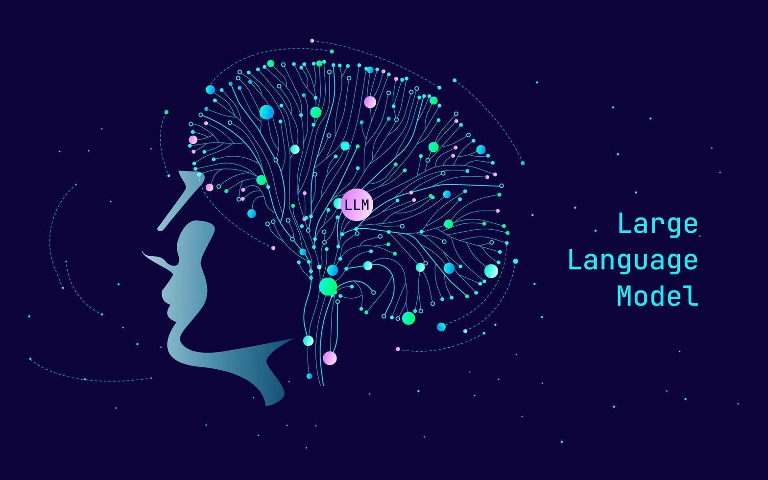 Illustration Of Abstract Stream Information With Cyan Line And Dot Big