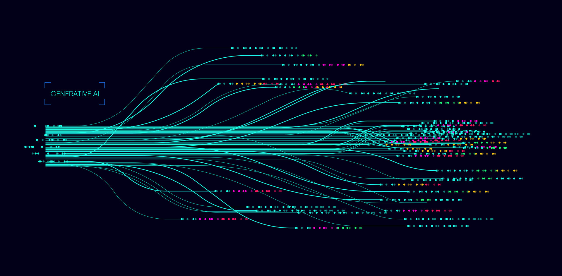 Illustration of abstract stream information with cyan line and dot. Big ...