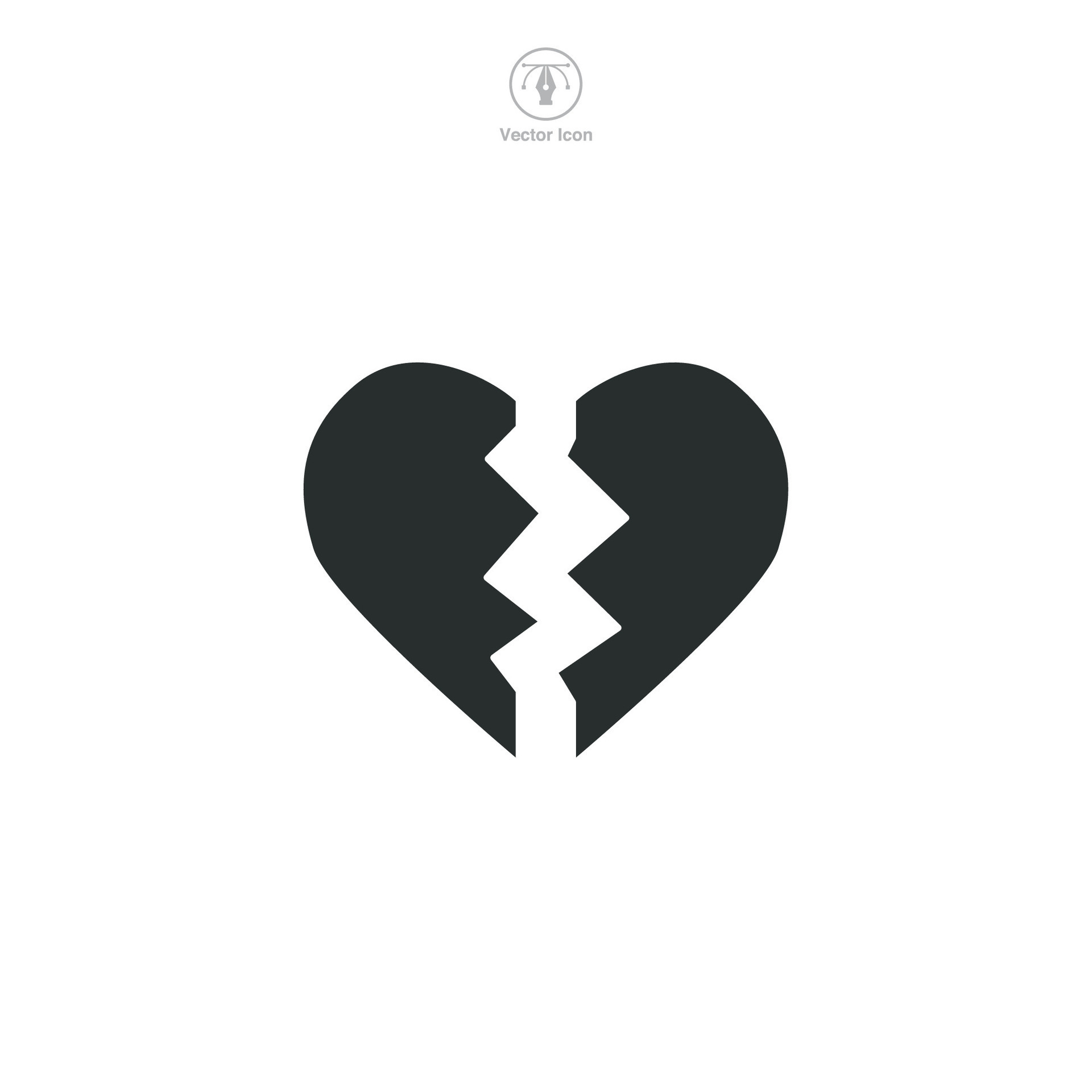 Broken Heart Icon symbol illustration isolated on white background ...