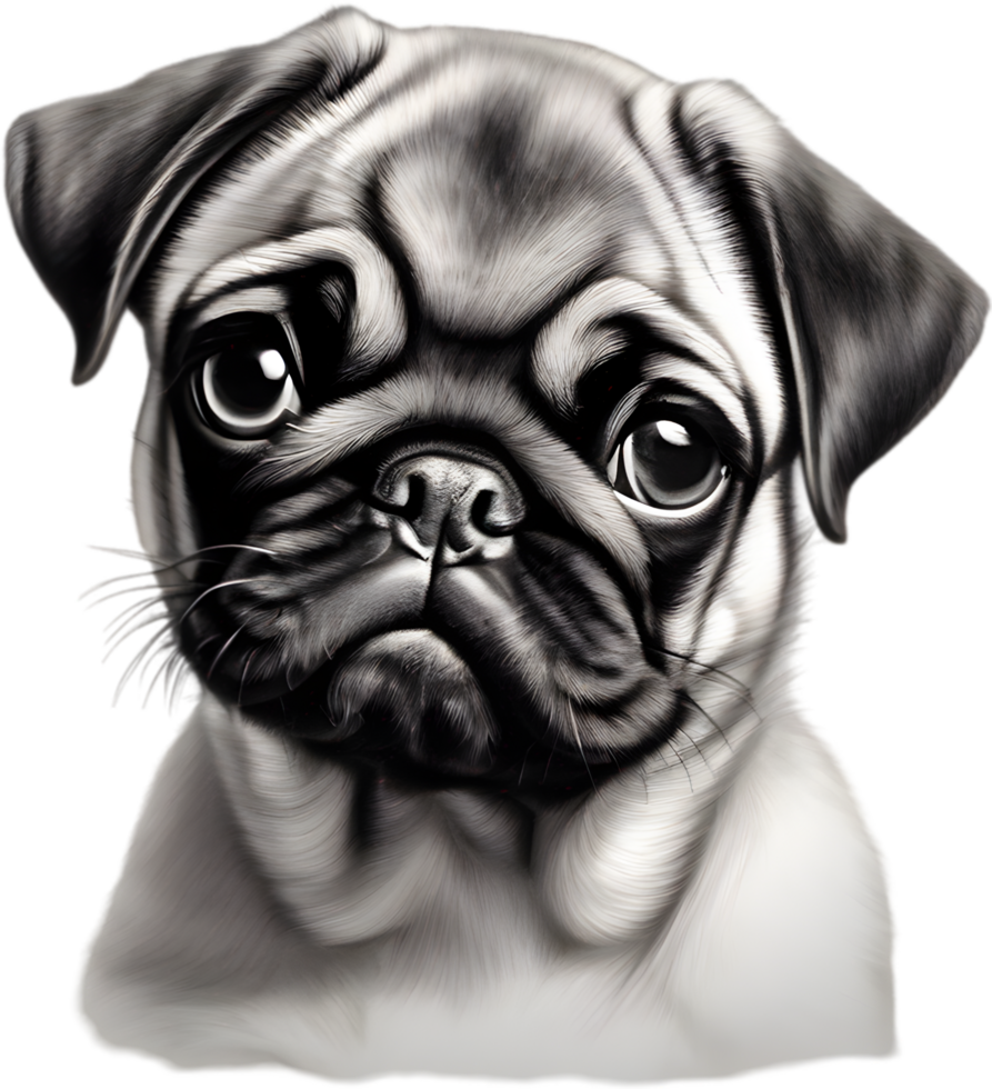 Close up captures Pugs distinctive wrinkled, expressive face. AI ... Close up captures Pugs distinctive wrinkled, expressive face. AI ...