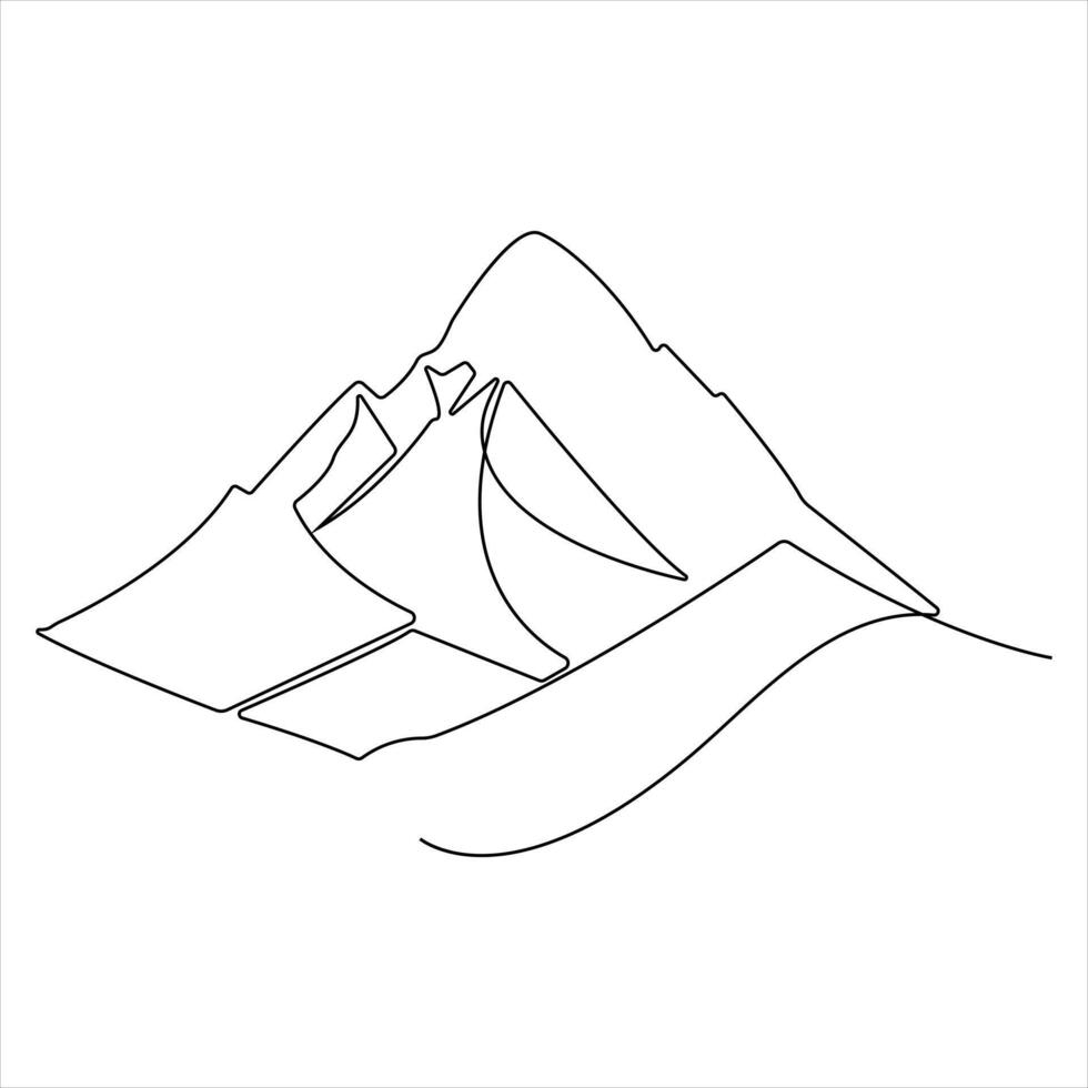 Continuous single line drawing mountain range landscape top view of ...